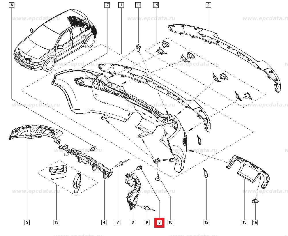 7703077469 - Clip painel forra porta :: ALL4RENAULT