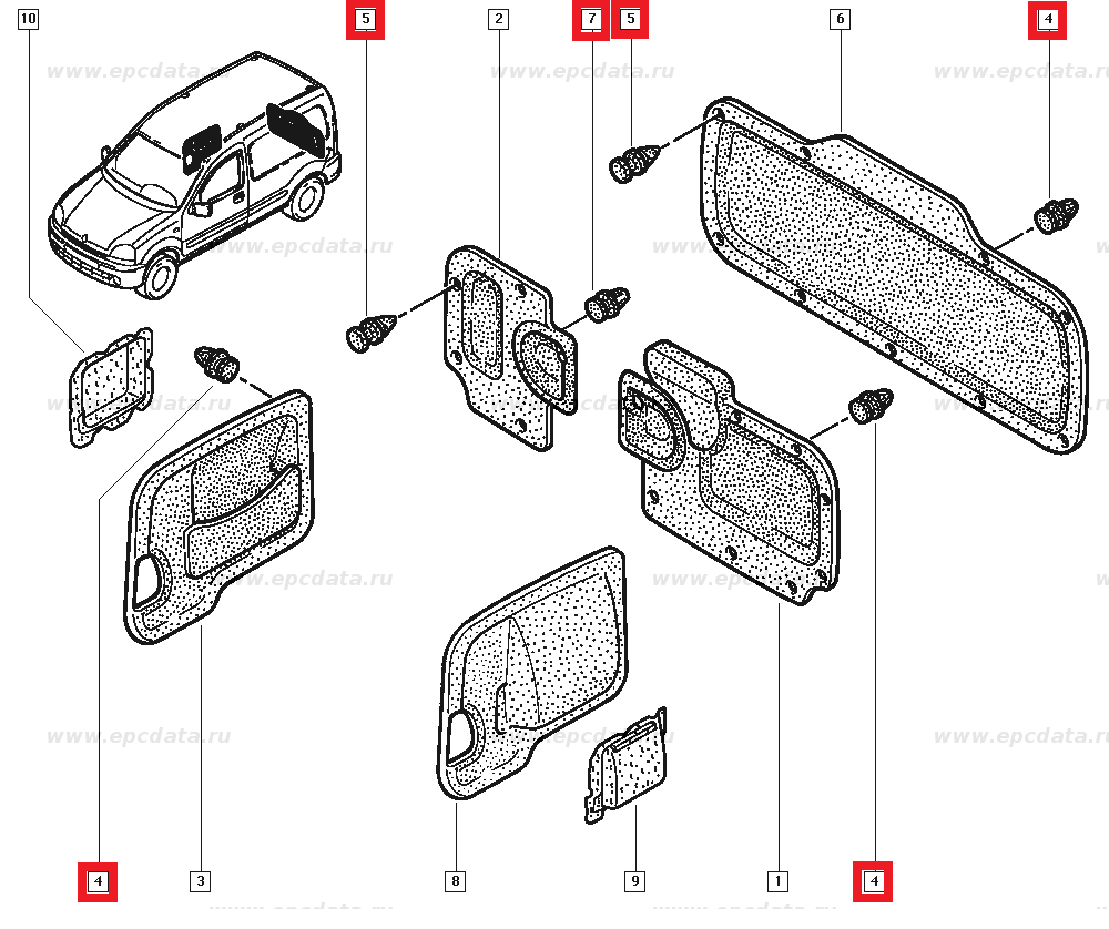 7703077434 - Clip forra porta :: ALL4RENAULT
