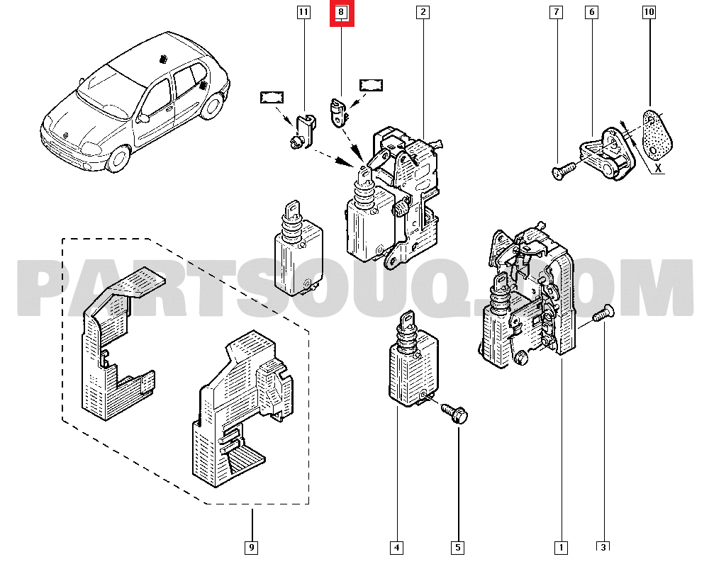 7701030060 - Clip trinco fechadura porta 4mm :: ALL4RENAULT