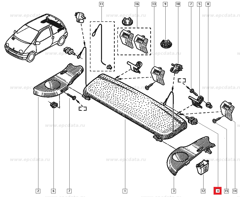 7703077266 - Clip suporto chapeleira :: ALL4RENAULT