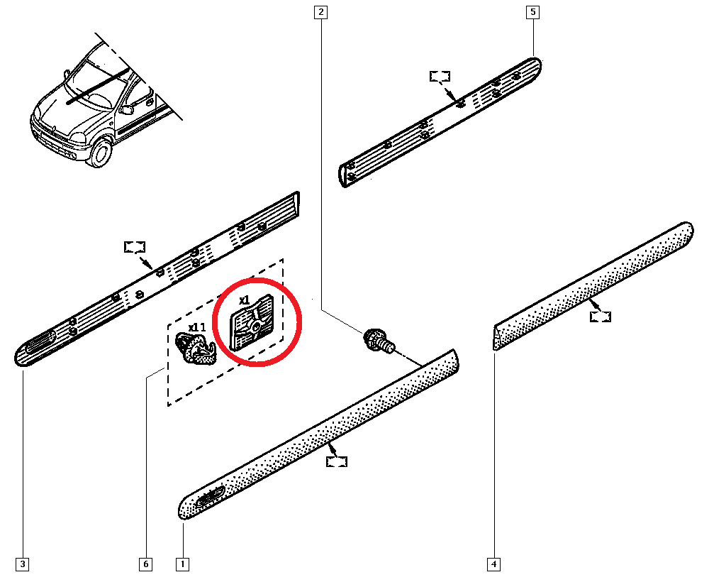 7701470769 - Clip friso lateral exterior :: ALL4RENAULT