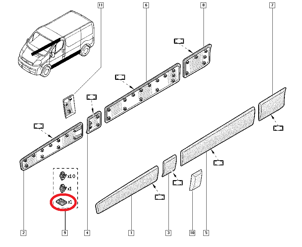 7701470769 - Clip friso lateral exterior :: ALL4RENAULT