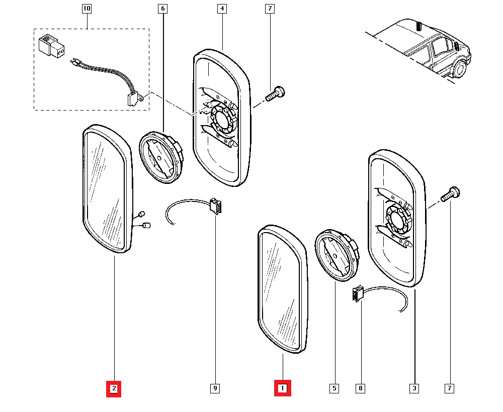 7701065722 - Vidro espelho exterior direito/esquerdo :: ALL4RENAULT