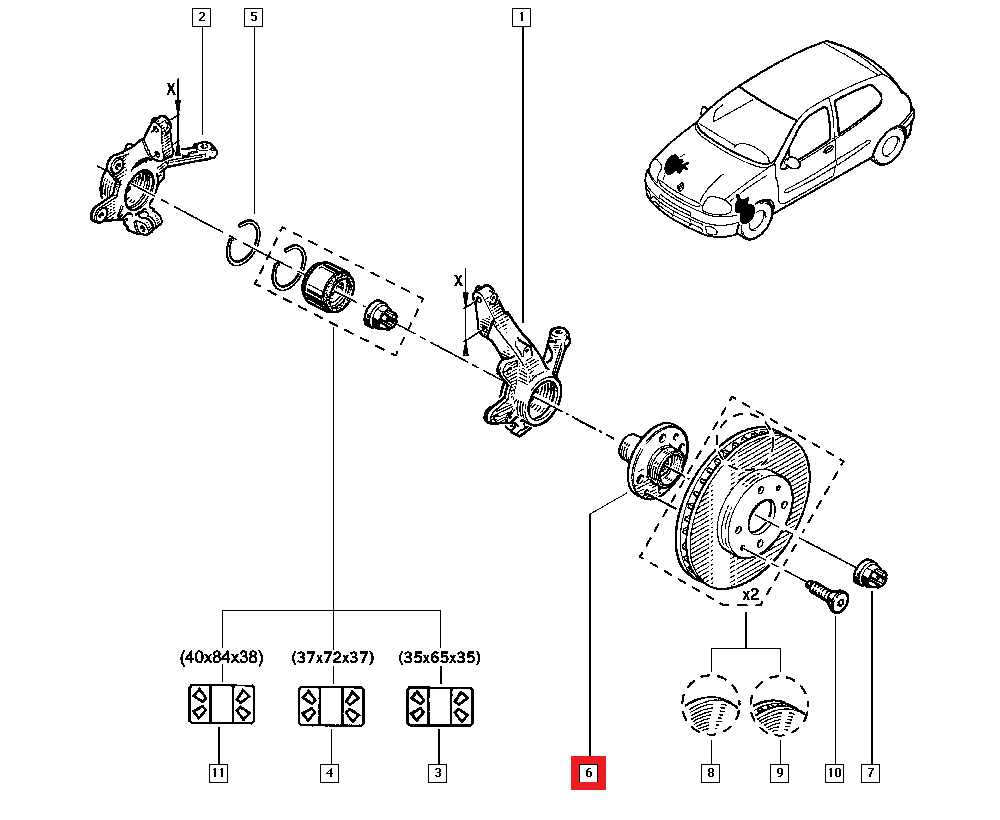 7700719140 - Cubo roda 46x121mm (4 pernes) 21 dentes :: ALL4RENAULT
