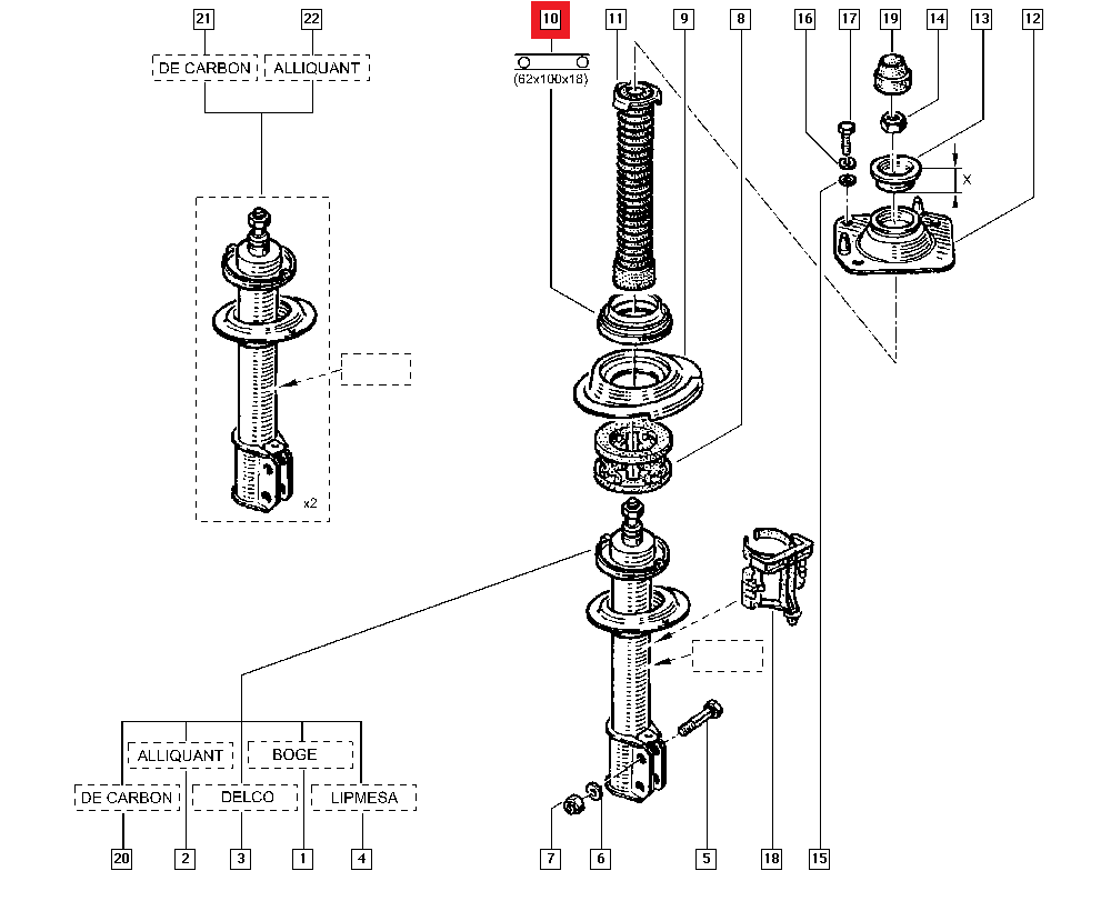 7700777654 - Rolamento 62x100x18mm amortecedor frente :: ALL4RENAULT
