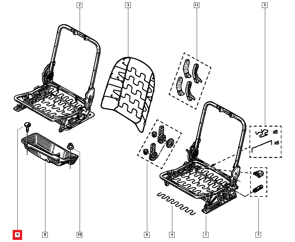 7703077356 - Clip revestimento interior 8,2mm cinzento :: ALL4RENAULT
