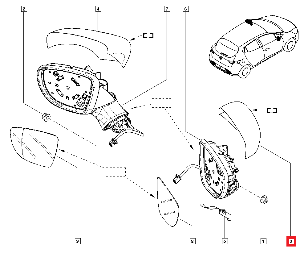 963744932R - Capa espelho exterior direito PRETO :: ALL4RENAULT