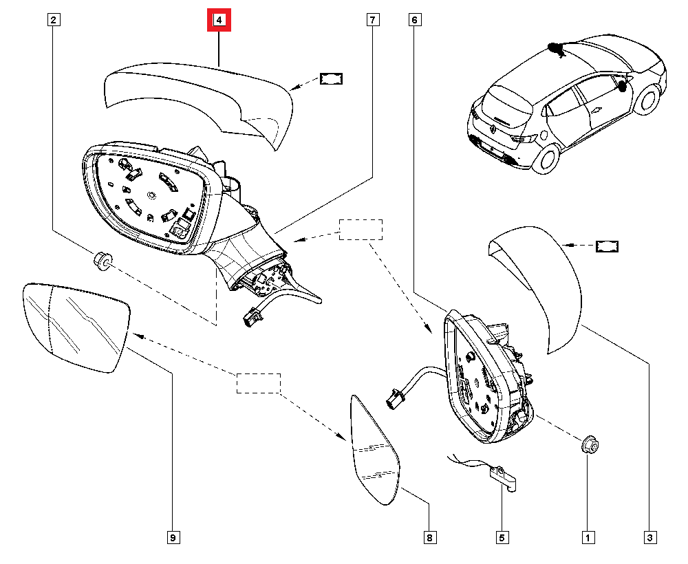 963737611R - Capa espelho exterior esquerdo PRETO :: ALL4RENAULT