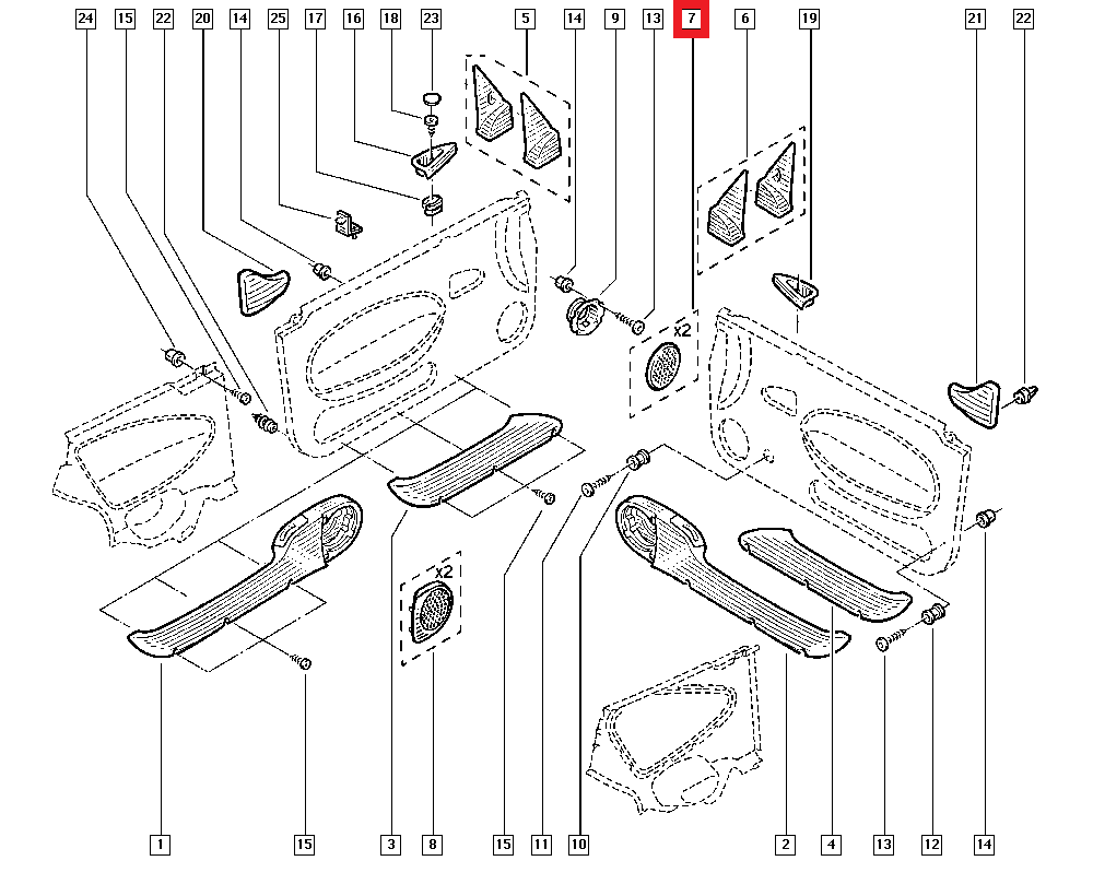 7701204785 - Grelha altifalante cinza (porta frente direito/esquerdo ...