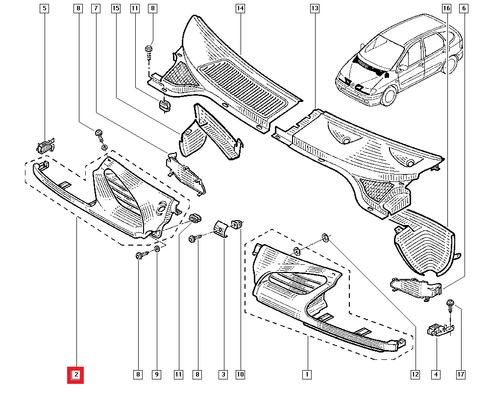 7701367996 - Grelha frente preto direito :: ALL4RENAULT