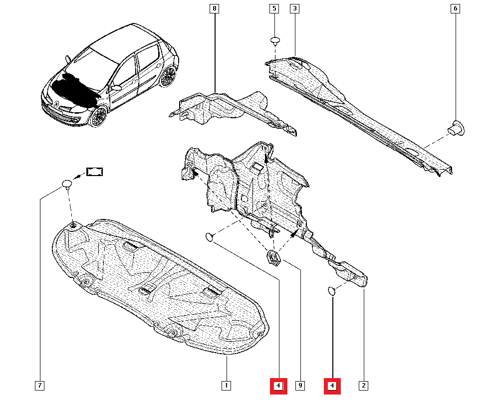 7703081179 - Clip revestimento capô / Insonorizador :: ALL4RENAULT