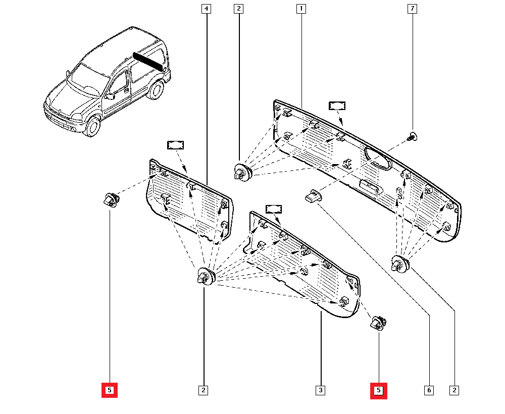 7703077421 - Clip friso lateral exterior vermelho :: ALL4RENAULT