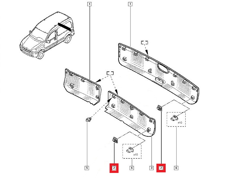 7703077448 - Clip friso lateral exterior trás :: ALL4RENAULT