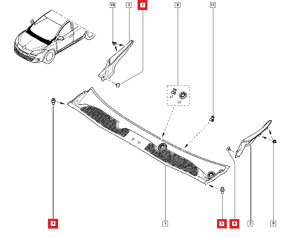 054000001R - Clip entrada ar 8x18mm / para-choques / resguardo motor ...