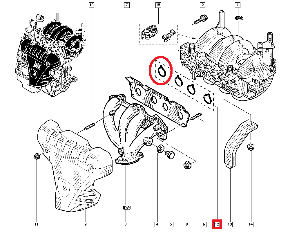 7701471932 - Junta colector admissão :: ALL4RENAULT
