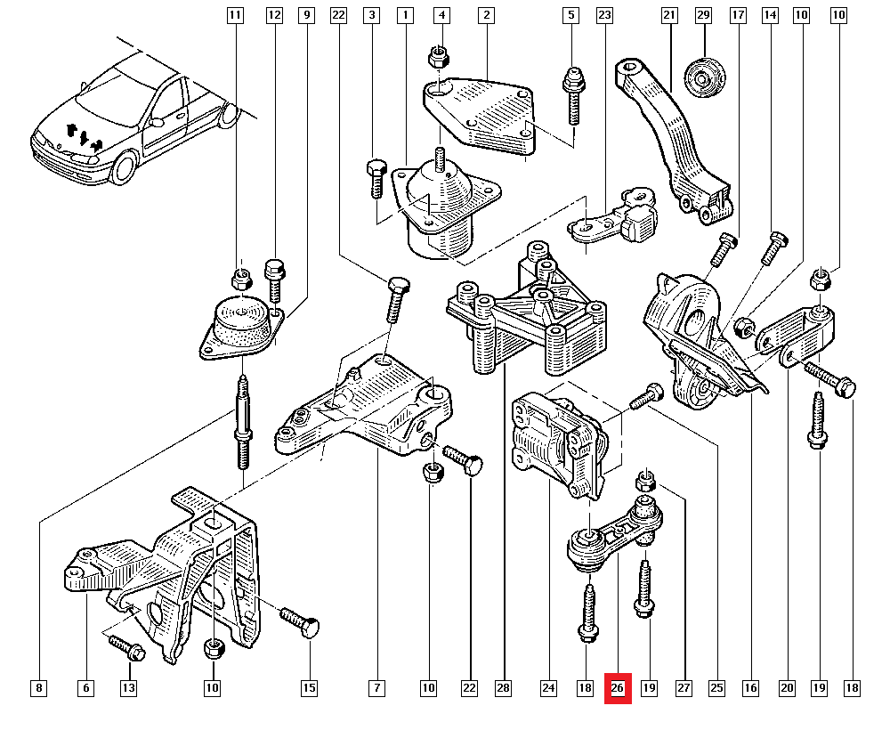 7700411189 - Apoio motor trás :: ALL4RENAULT