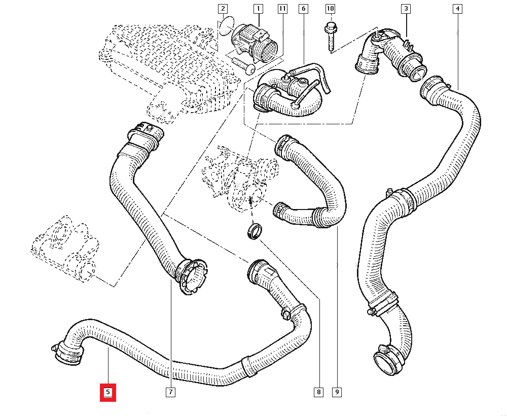 144600943R - Tubo ar INTERCOOLER c/sensor :: ALL4RENAULT