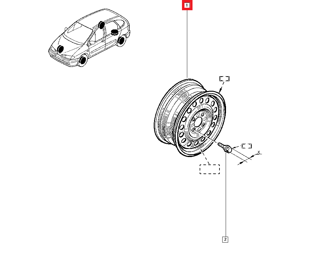 8200028488 - Jante ferro 6Jx15H2 + Pneu Continental 185/65 R15 88T ...