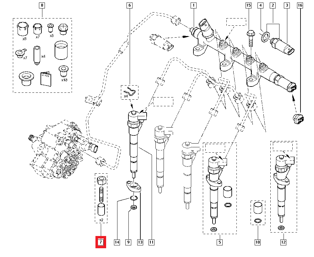 7701473487 - Kit injector combustivel :: ALL4RENAULT