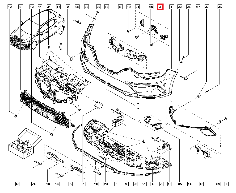 625262537R - Suporte para-choques frente direito/esquerdo :: ALL4RENAULT