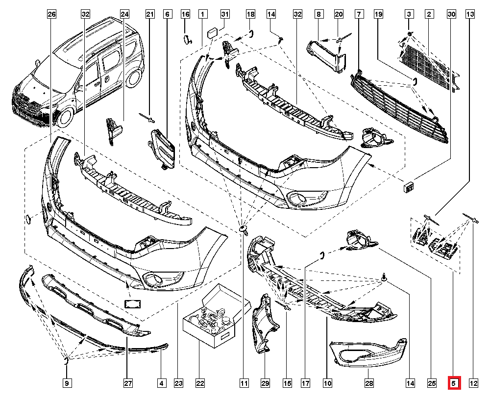 622210972R - Kit suporte para-choques dianteiro direito/esquerdo ...