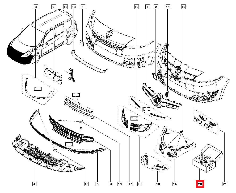 620108631S - Clips diversos para-choques frente SCENIC III :: ALL4RENAULT