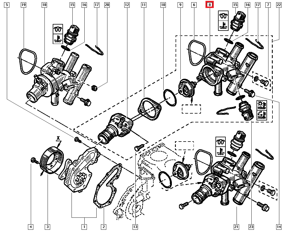 7701474249 - Caixa termostato completa 89 graus :: ALL4RENAULT
