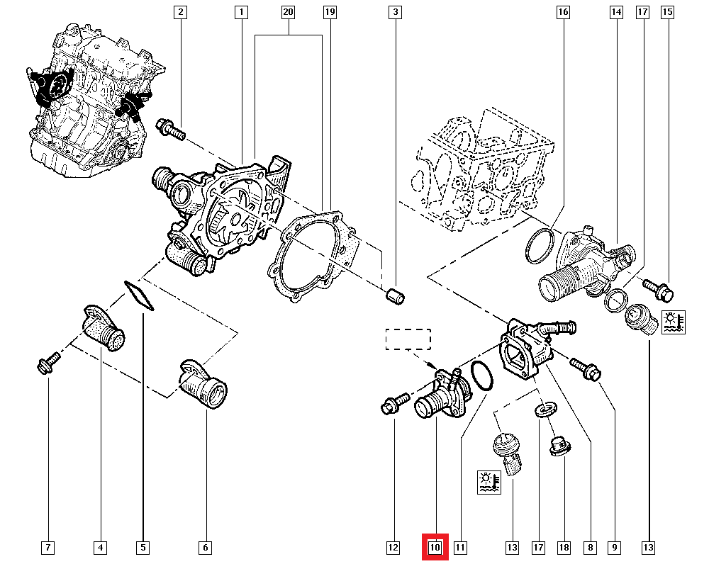 7700868980 - Caixa termostato completa 89 graus :: ALL4RENAULT