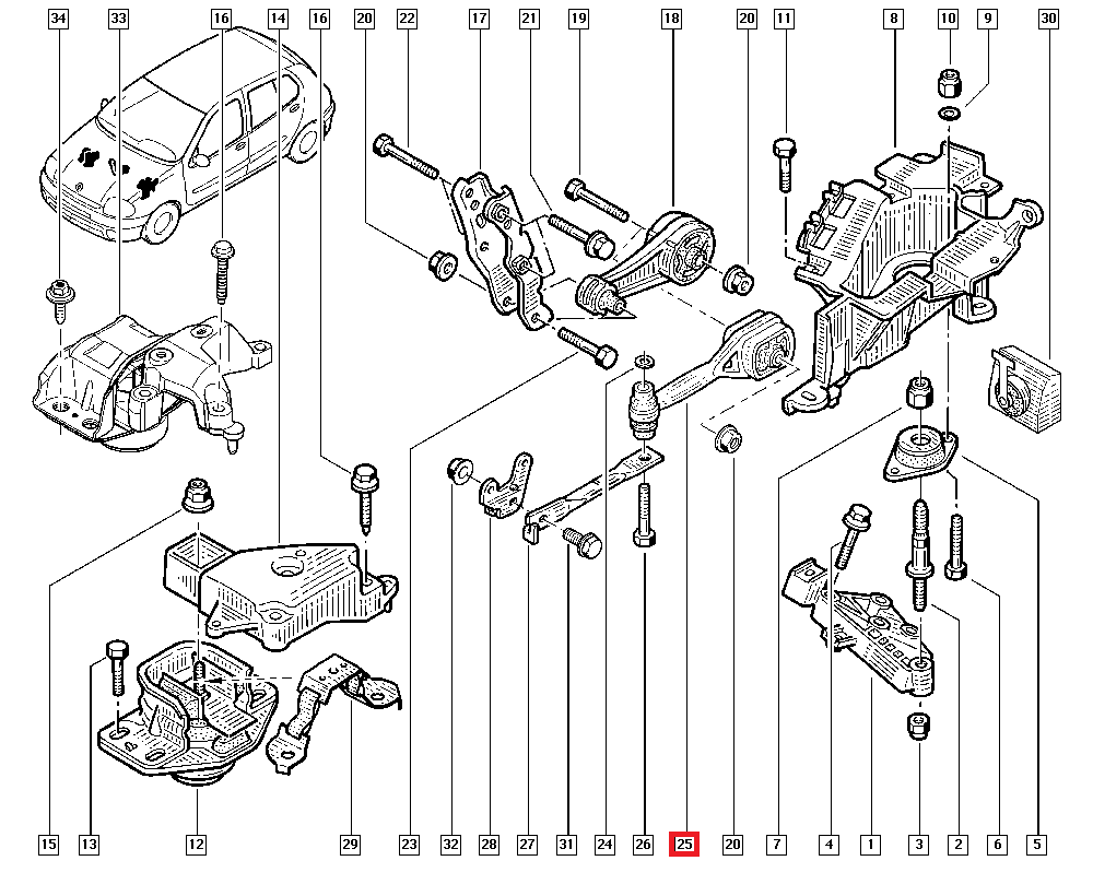 7700437854 - Apoio motor trás :: ALL4RENAULT