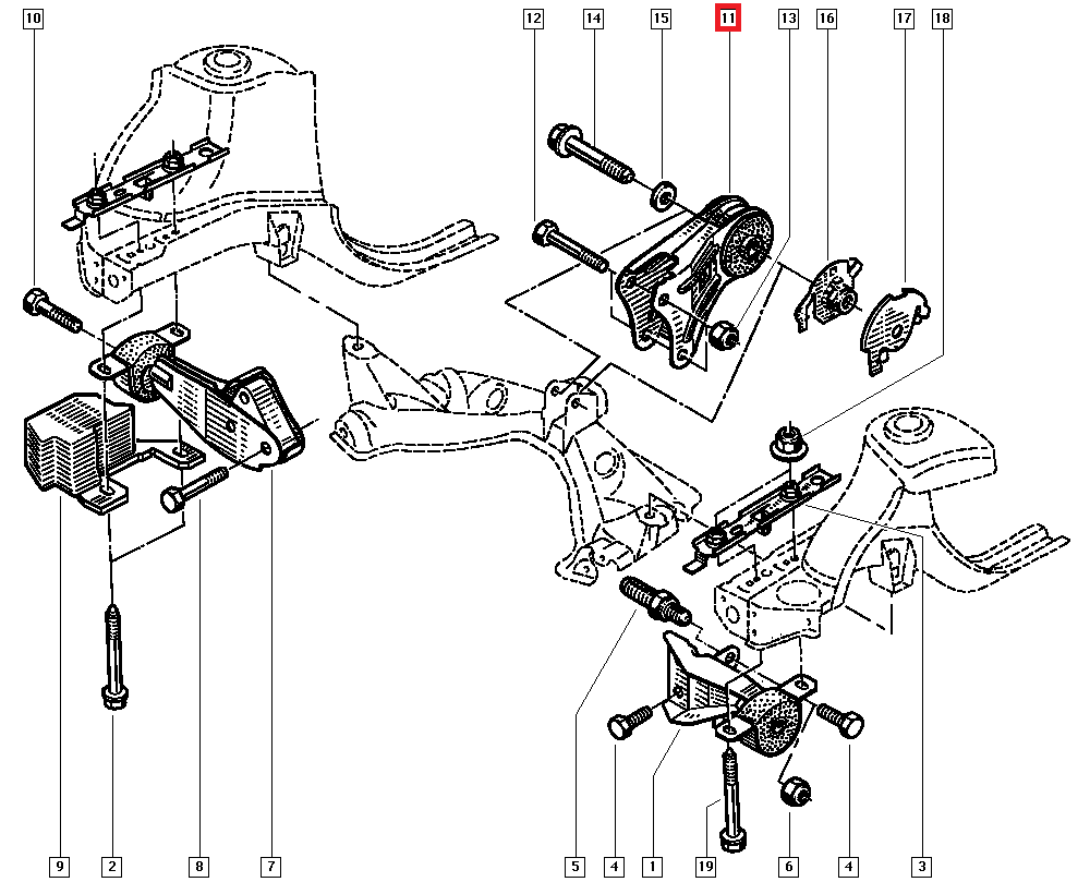 7700411949 - Apoio motor trás :: ALL4RENAULT