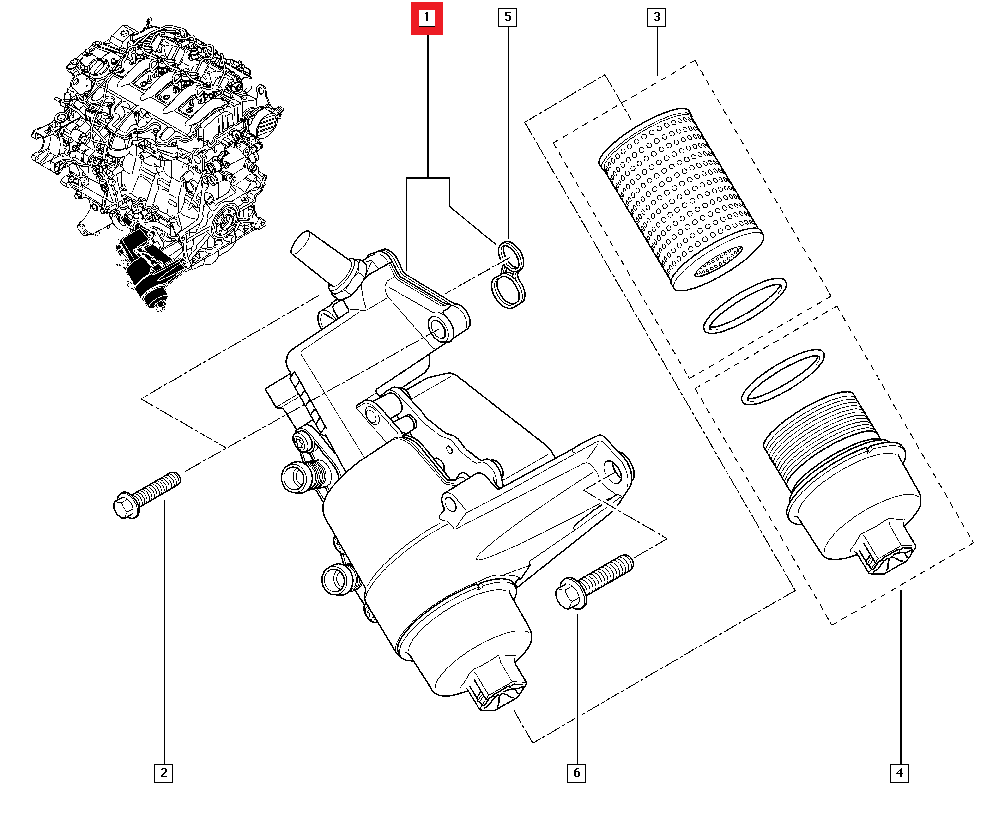 8200709764 - Suporte filtro oleo completo :: ALL4RENAULT